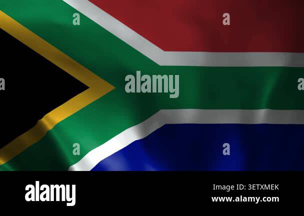 South Africa flag animation with realistic fabric texture and dramatic ...