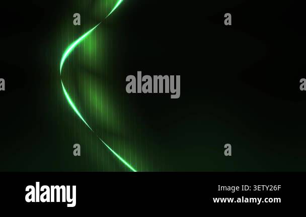 Glowing green neon light trail animation on black background Stock ...