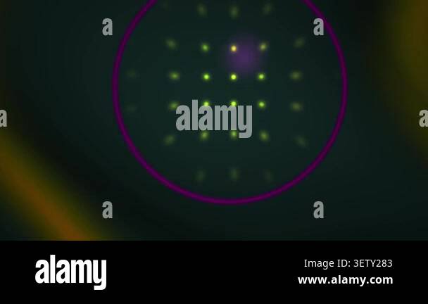 A series of light beams shining through a circular object with multiple ...