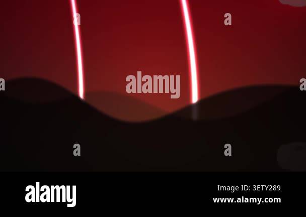 A dark landscape with glowing light trails and an orb Stock Video ...