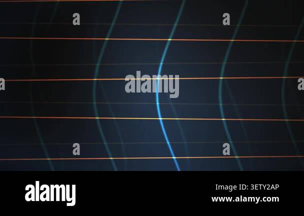 Multicolored grid lines intersecting on a dark background with a white ...