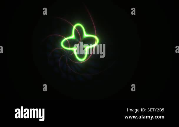 A neon green glowing four leaf clover on a black background Stock Video ...