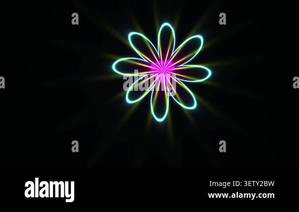 Glowing neon flower design with vibrant colors Stock Video Footage - Alamy