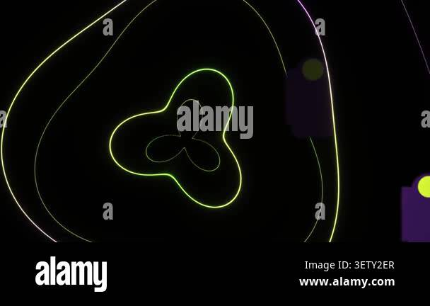 Glowing neon lines forming abstract shapes on a dark background with ...