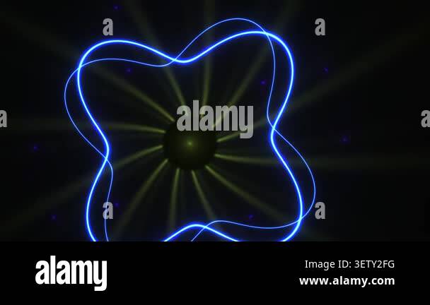 A neon light design in the shape of a flower with radial lines ...