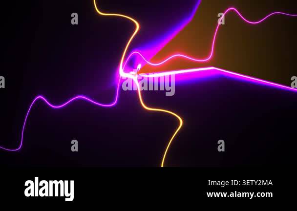 Vibrant neon light trails in shades of purple, pink, and yellow against ...