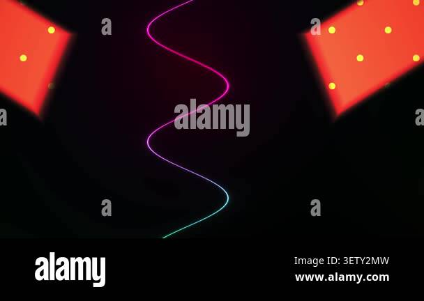Glowing neon lights in a dark background with red shapes Stock Video ...
