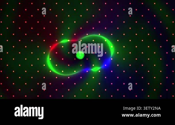 neon lights swirling in the dark with colorful dots around Stock Video ...