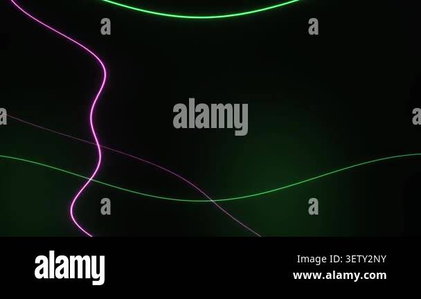 neon light trails in green and pink on a black background with a circle ...