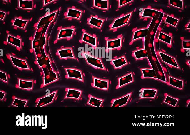 Close-up of neon pink diamond shapes on a black background, forming a ...