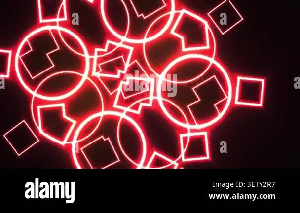 neon lights forming circles and squares in a pattern Stock Video ...