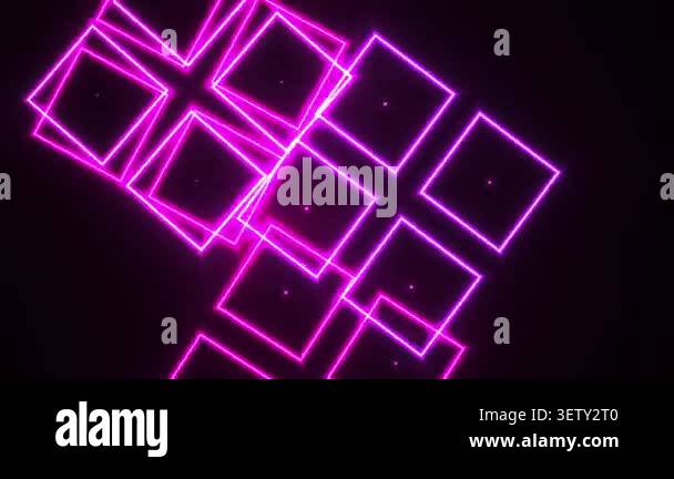 Neon pink squares arranged in a geometric pattern on a black background ...