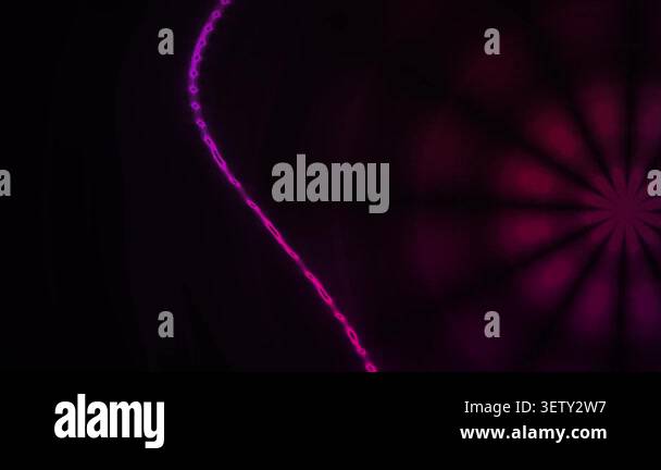 A purple neon light design element on a dark background with a flower ...