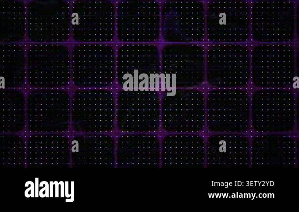 A purple grid pattern on a black background with small white dots ...