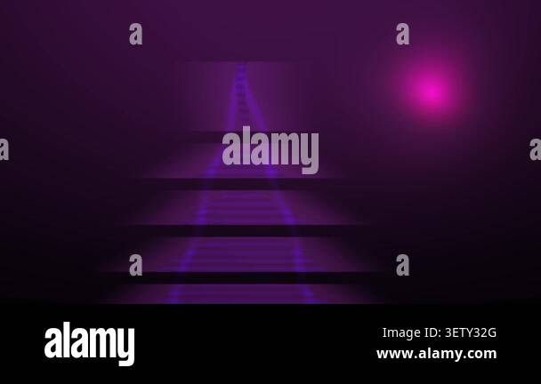 A purple stairway leads to a mysterious destination with a pink light ...