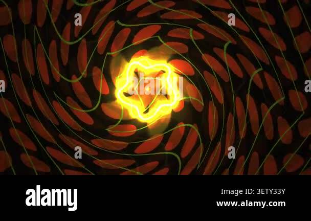 Glowing star shaped patterns spiral inward Stock Video Footage - Alamy