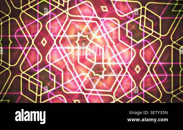 Abstract geometric patterns featuring glowing lines and shapes in pink ...