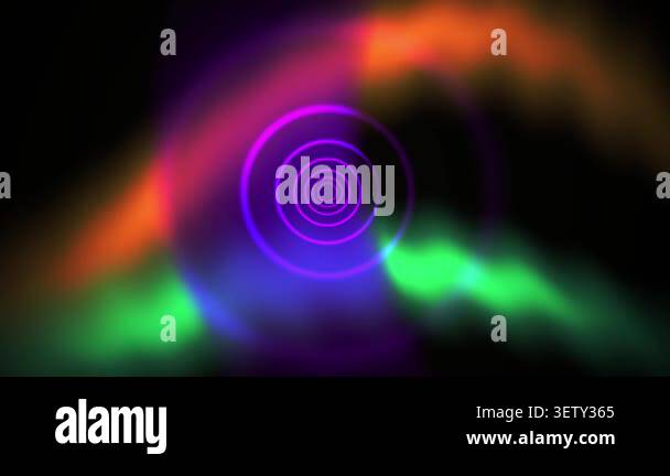 Multicolored spiral design with vibrant rays on dark background ...