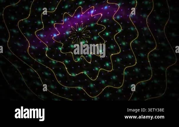 An abstract representation with vibrant purple and green hues on a ...