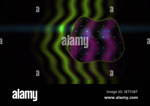 A colorful purple galaxy with blue spots and green energy waves on a ...