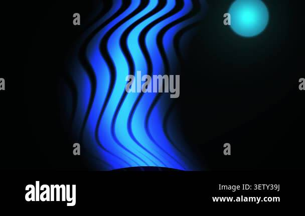 Glowing blue waves and orb on dark background, abstract design Stock ...