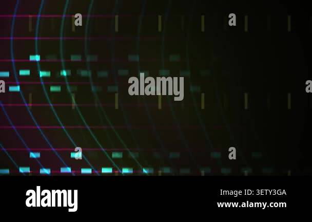 A futuristic grid pattern with neon lights on a dark background ...