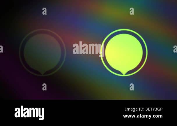 Glowing neon circles on a dark background with colorful lights and a ...