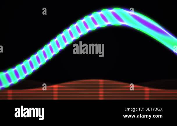 Glowing neon light curve shapes on black background Stock Video Footage ...