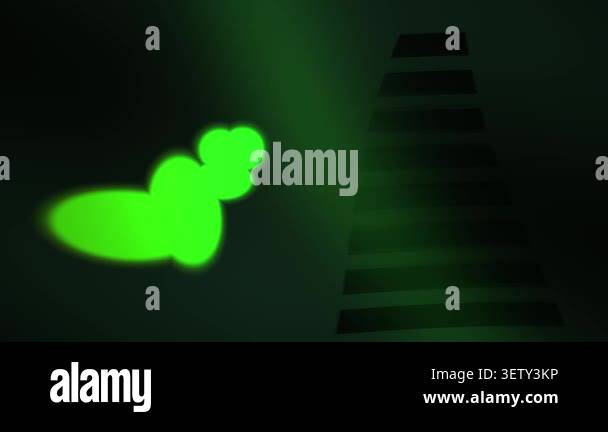 A bright neon green abstract shape resembling a butterfly or a person ...