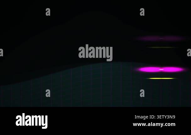 Glowing neon lights in a dark background with a white strip at the ...