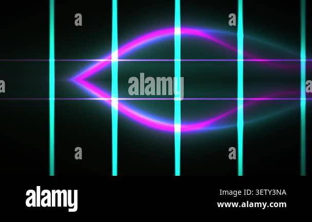 Neon pink and blue lines intersecting on a black background with ...