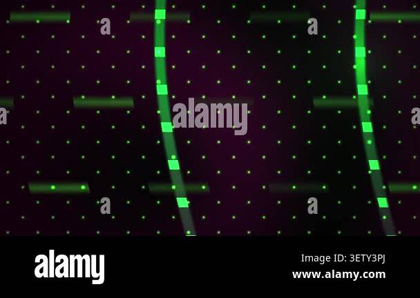 Neon green and pink grid lines intersect on a dark background with ...