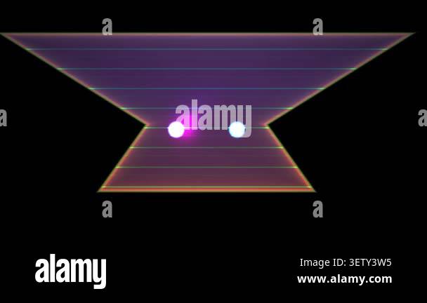 Glowing purple and blue lights on a dark background with a triangular ...