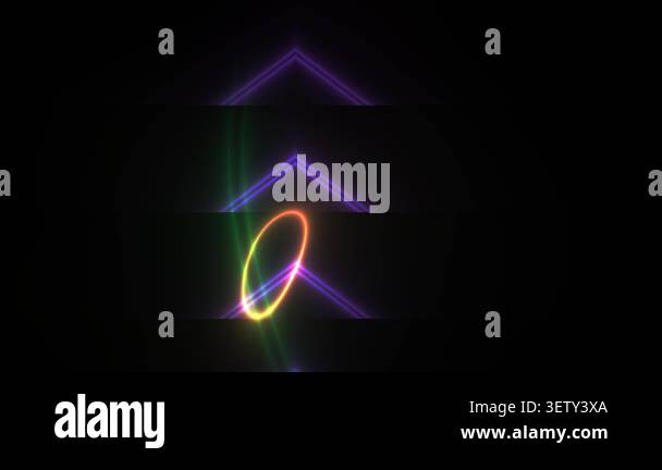 Glowing neon shapes on black background with arrows Stock Video Footage ...