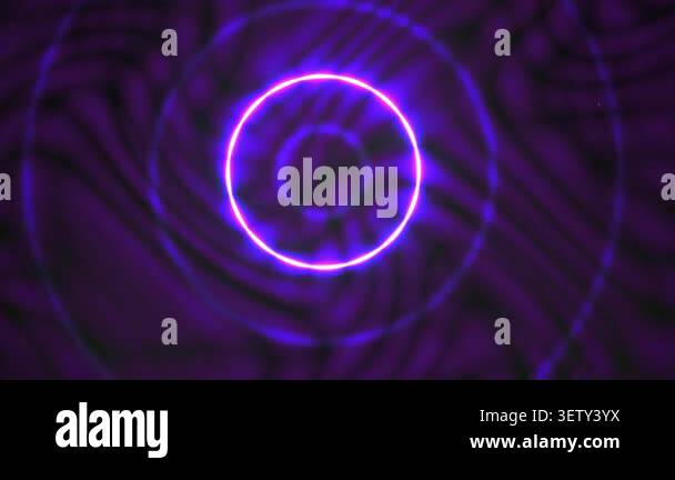 A bright purple circle glows on a dark background with concentric ...