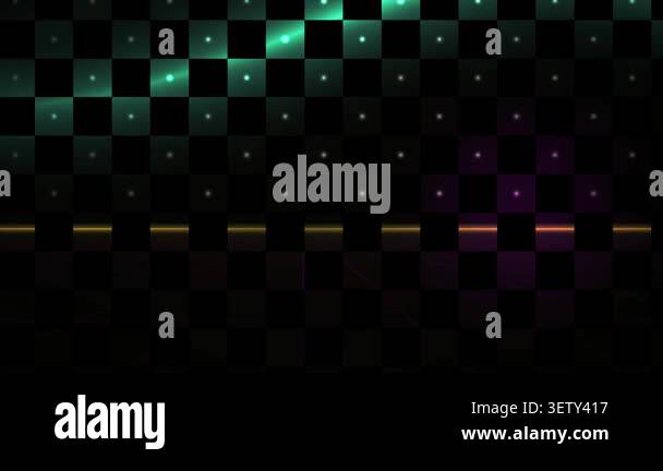 Glowing pixel grid pattern on dark background with colorful lines and ...