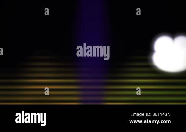 A bright white object glows on a black background with horizontal lines ...