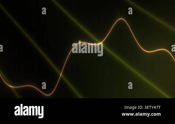A glowing waveform with green beams on a black background, creating a ...