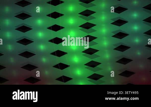 A mesmerizing pattern of green and black diamonds with glowing lights ...