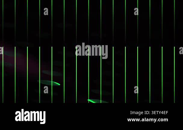 Green vertical lines on a black background with some white lines and a ...