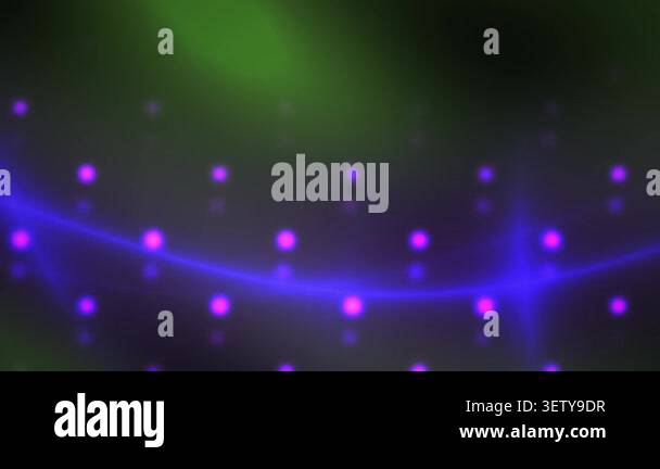 Glowing purple and blue neon lights on dark background with green glow ...