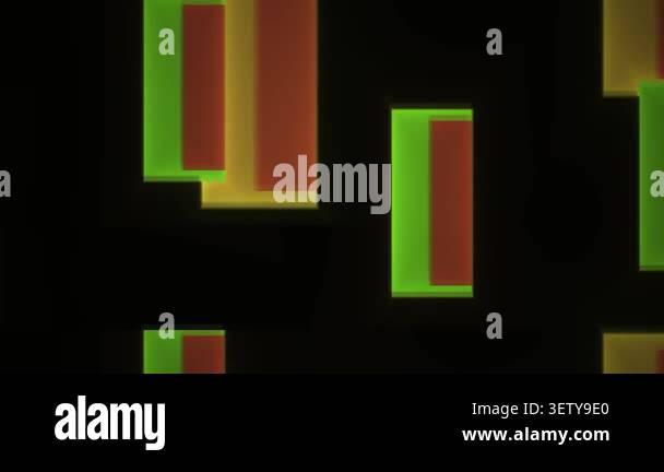 Glowing green and red rectangles on a black background Stock Video ...