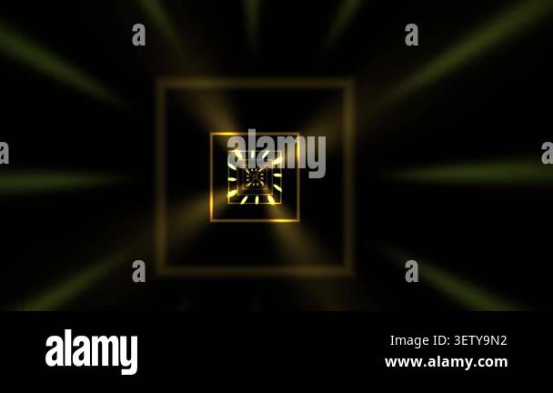A square with a glowing effect and radiating lines on a dark background ...