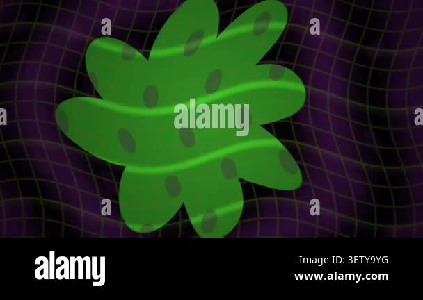 A green cactus on a purple background with a grid pattern Stock Video ...