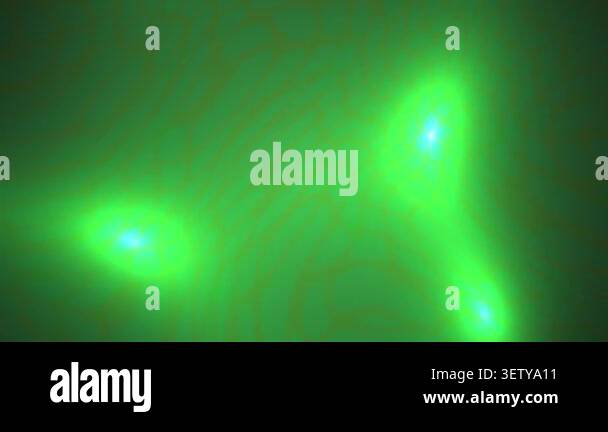Three green glowing lights on a dark background, possibly representing ...