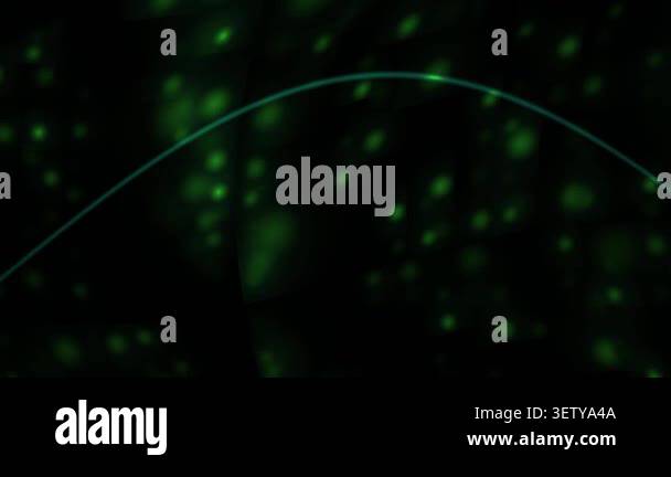 Glowing green particles and lines on a dark background, creating a ...