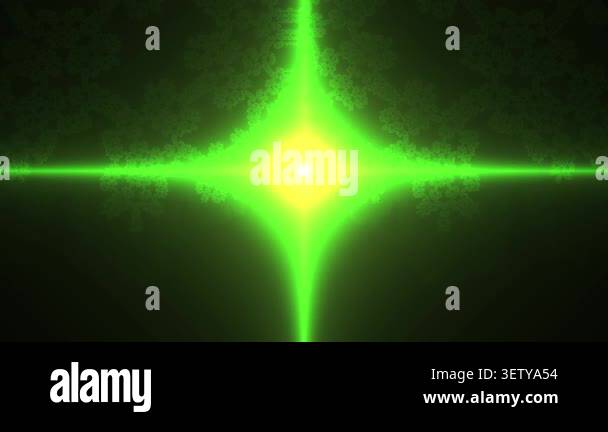 Vibrant green starburst effect with bright yellow center on dark ...