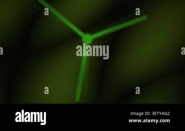 A bright green neon triangle formed by three lines on a dark background ...