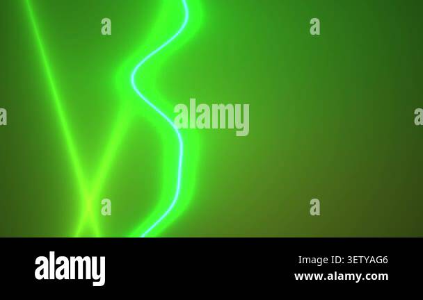 Vibrant green neon light trails on a dark background, abstract and ...