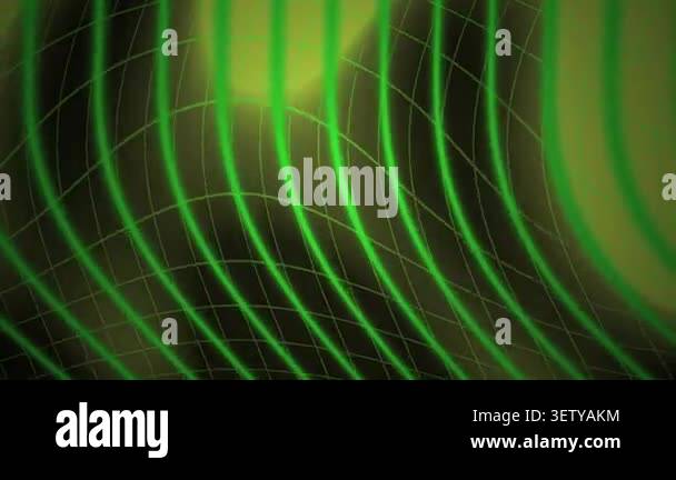 Abstract background with green neon light curves and dark shadows Stock ...